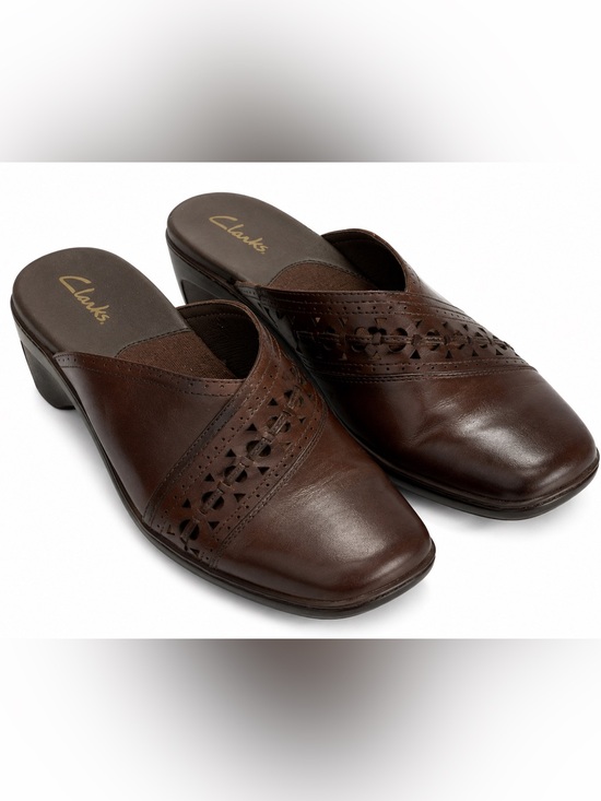Clarks | Shoes | Clarks Karina Brown Leather Mule Clogs Womens Size 9m ...